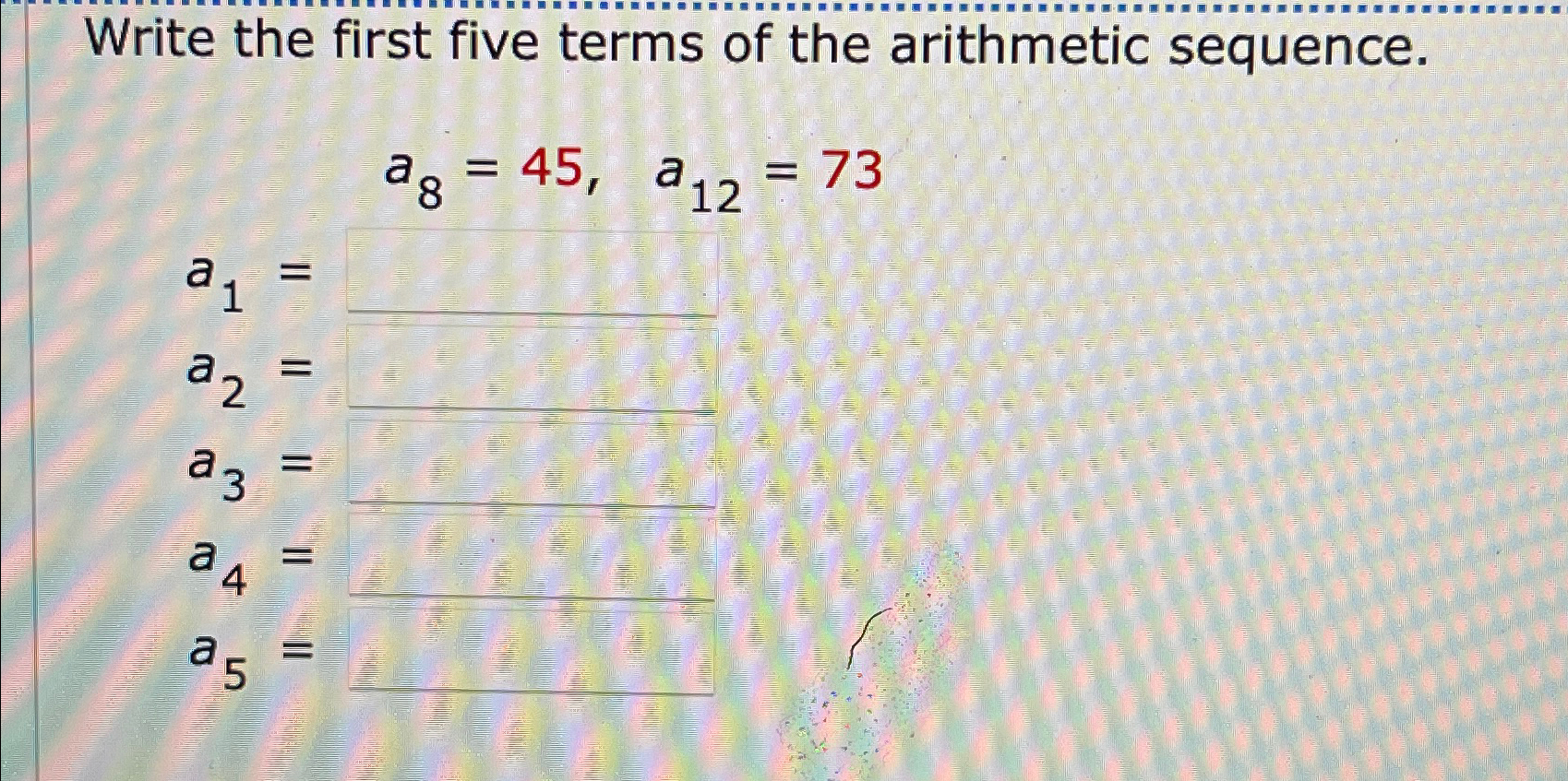 Solved Write the first five terms of the arithmetic | Chegg.com