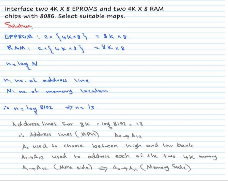Solved Interface two 4K X 8 EPROMS and two 4K X 8 RAM chips | Chegg.com
