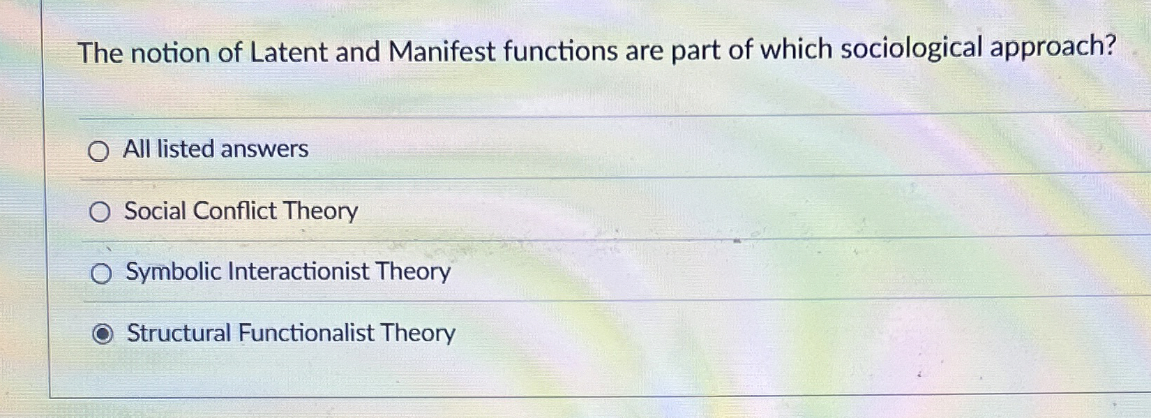 Solved The notion of Latent and Manifest functions are part | Chegg.com