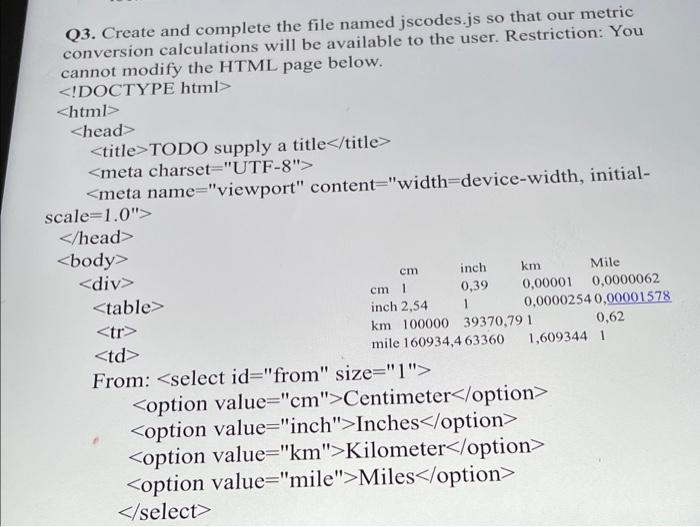 Solved Q3. Create and complete the file named jscodes.js so | Chegg.com