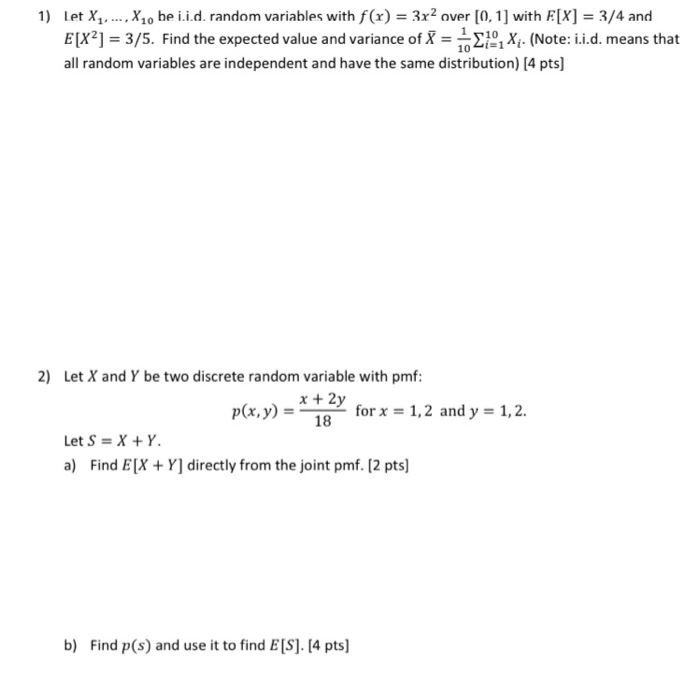 Solved Let 𝑋1 , ... , 𝑋10 be i.i.d. random variables with | Chegg.com