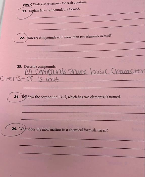 Solved Part C Write A Short Answer For Each Question 21