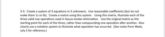 Solved 3-5: Create a system of 3 equations in 3 unknowns. | Chegg.com