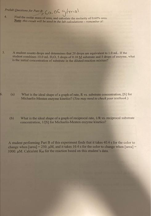 Solved Prelab Queviont for Part B: 60.06 g fmal 4. Find the | Chegg.com