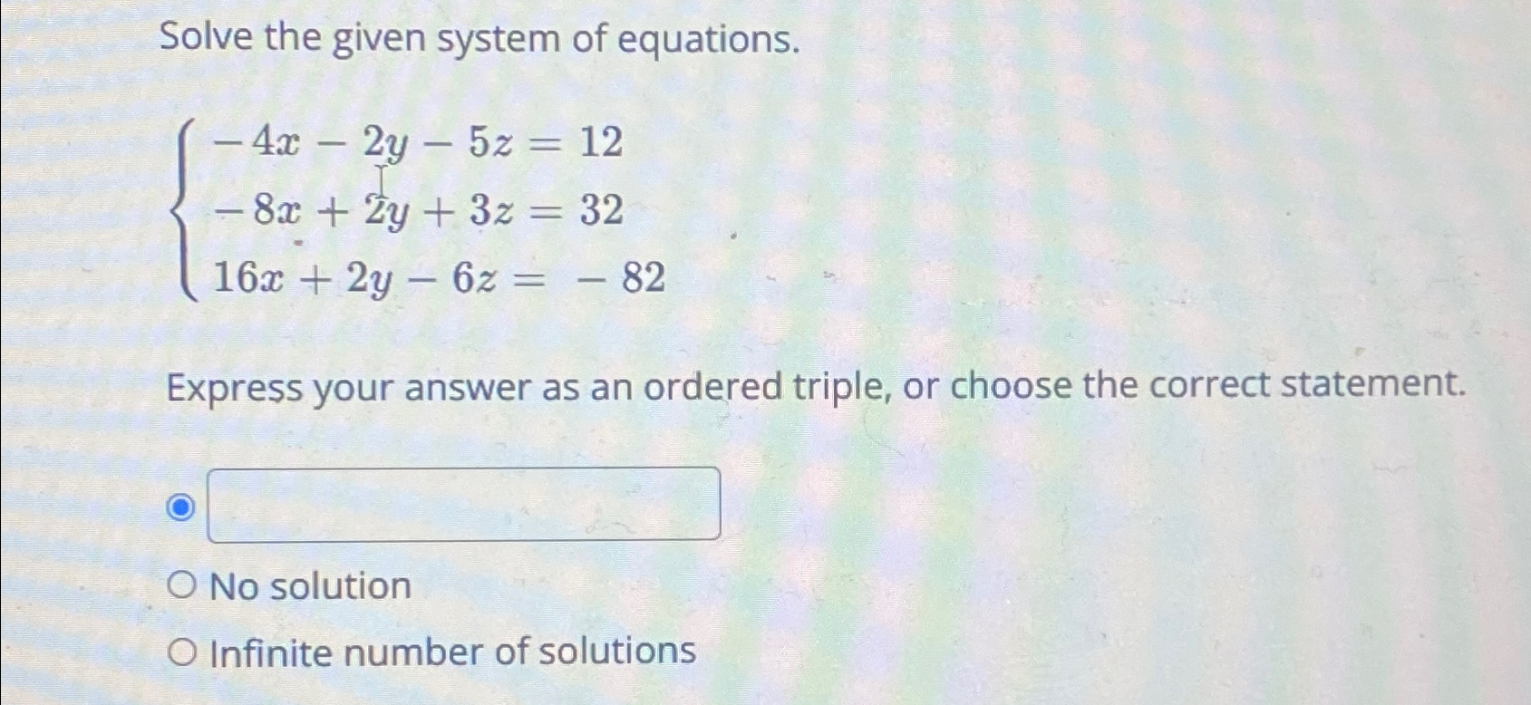 Solved Solve the given system of | Chegg.com