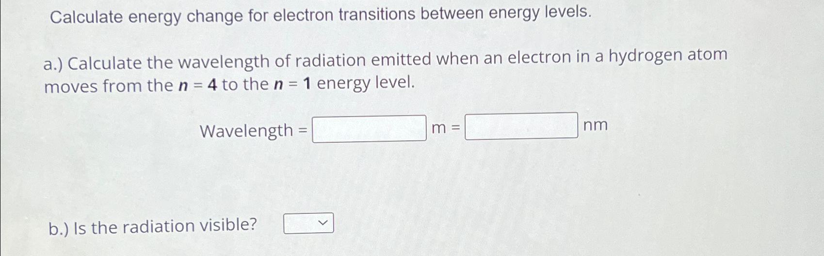 Solved Calculate energy change for electron transitions | Chegg.com