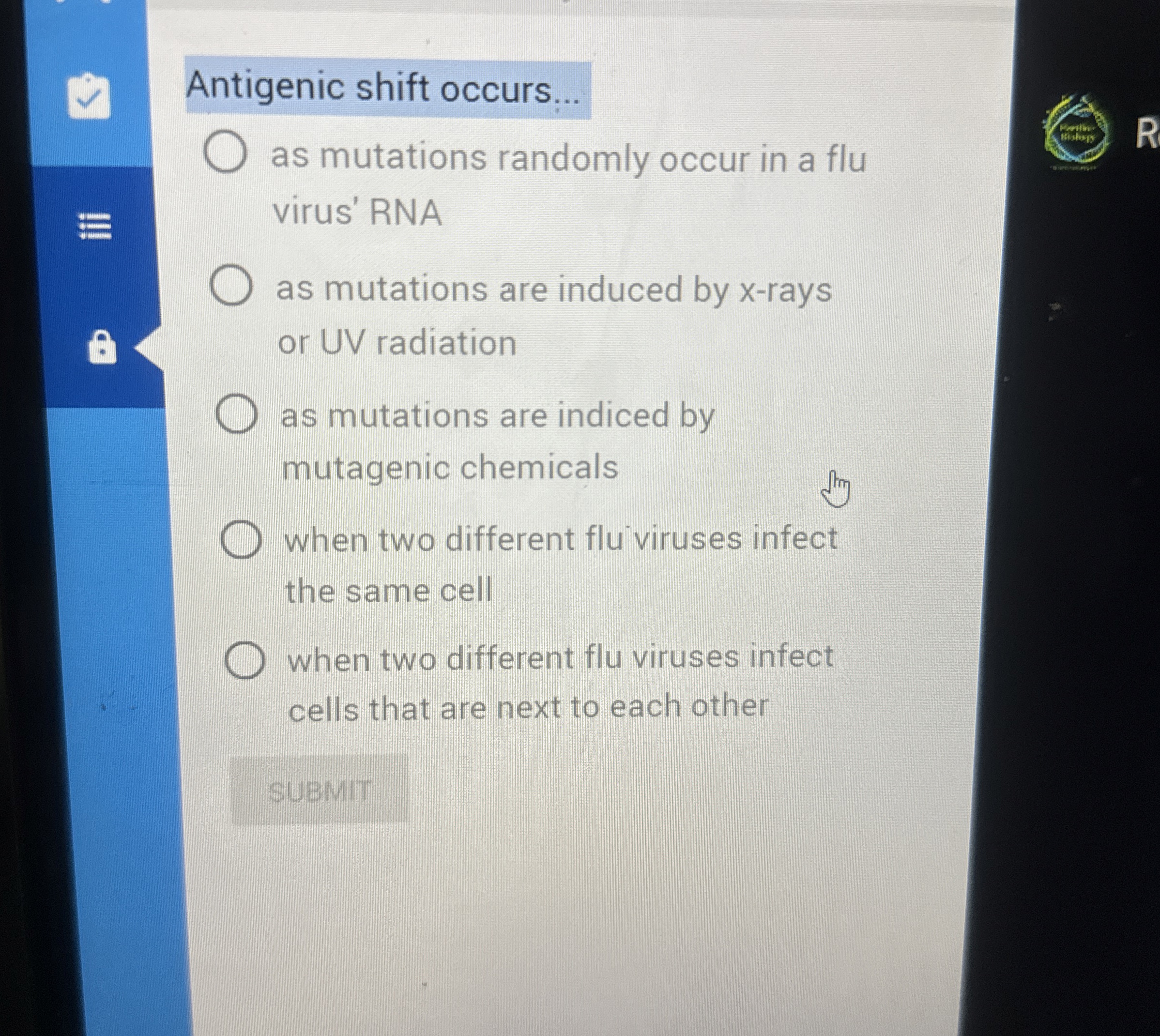 Solved Antigenic shift occurs...as mutations randomly occur | Chegg.com