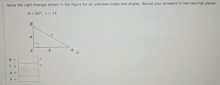 Solved Solve the right triangle shown in the figure for all | Chegg.com