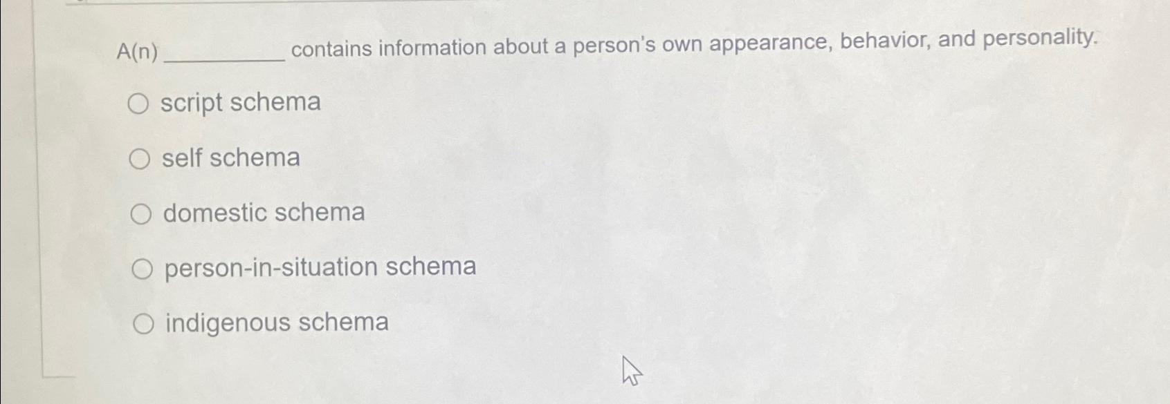 Solved A(n) ﻿contains information about a person's own | Chegg.com