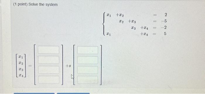 Solved (1 point) Solve the system | Chegg.com