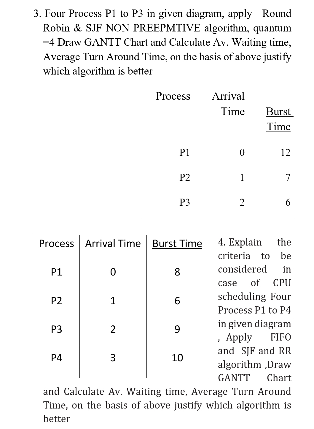 Solved Four Process P1 ﻿to P3 ﻿in given diagram, apply Round | Chegg.com