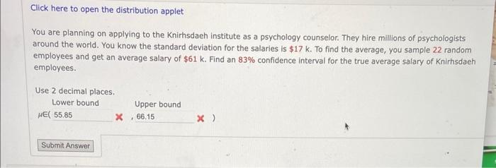 Solved Click here to open the distribution applet You are | Chegg.com