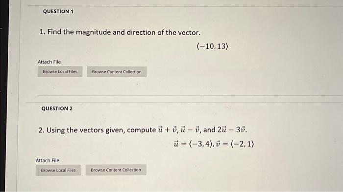 Solved 1. Find the magnitude and direction of the vector. | Chegg.com