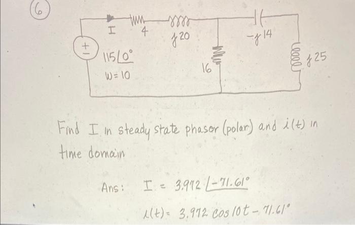 Solved Find I in steady state phasor (polar) and i(t) in | Chegg.com