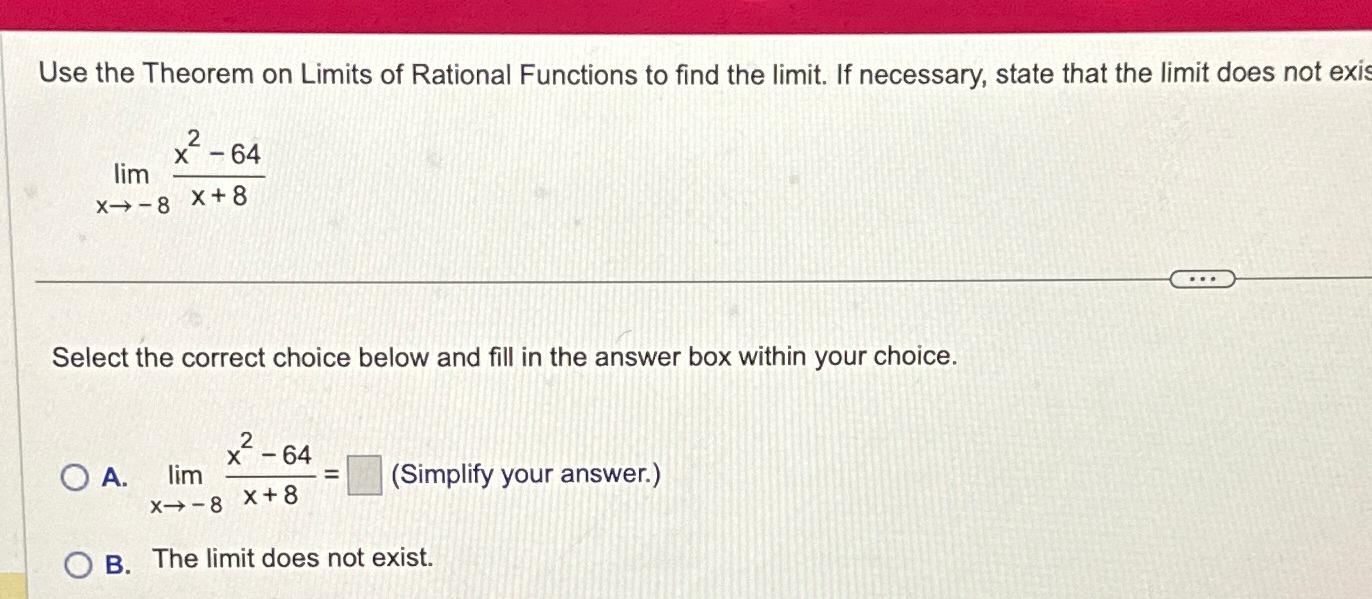 Solved Use the Theorem on Limits of Rational Functions to | Chegg.com