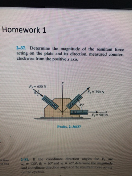 Solved Homework 1 2-37. Determine the magnitude of the | Chegg.com
