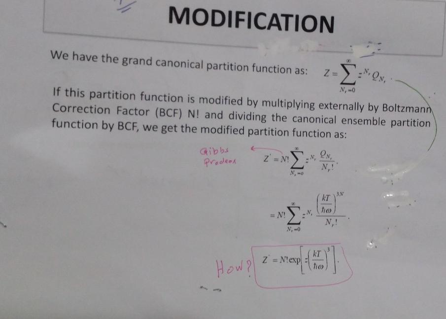 Solved MODIFICATION We have the grand canonical partition | Chegg.com