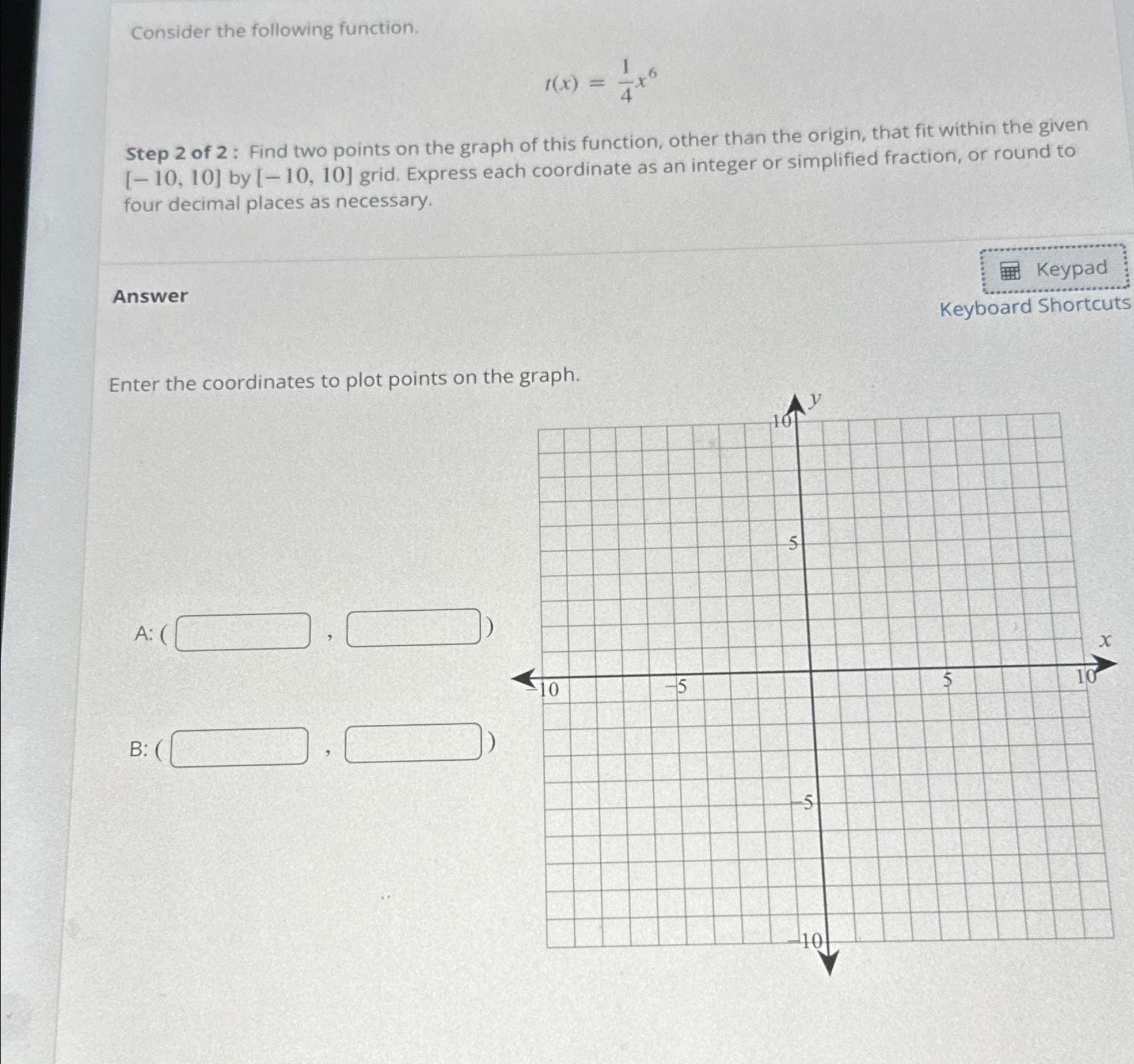Solved Consider the following function.t(x)=14x6Step 2 ﻿of 2 | Chegg.com