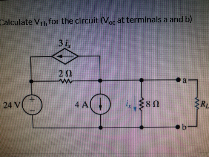 Solved Calculate Vth for the circuit (Voc at terminals a and | Chegg.com