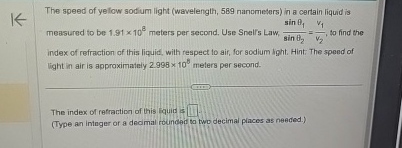 Solved The speed of yellow sodium light (wavelength, 589 | Chegg.com