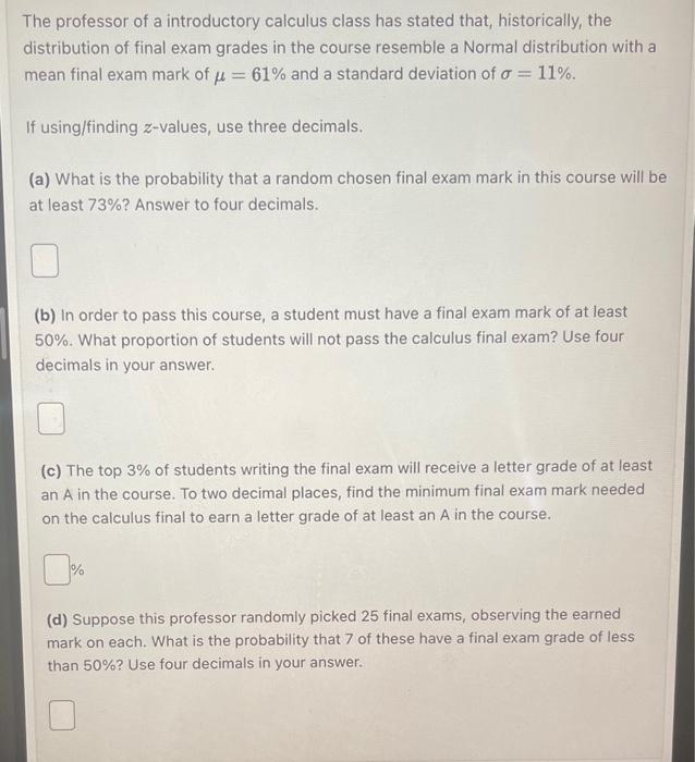 Solved distribution of final exam grades in the course | Chegg.com