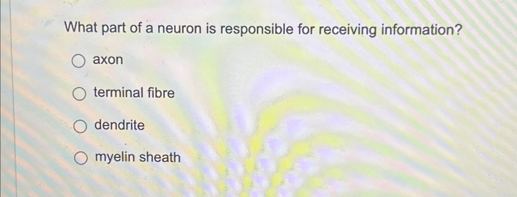 Solved What part of a neuron is responsible for receiving | Chegg.com