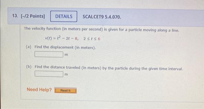 Solved The velocity function (in meters per second) is given | Chegg.com