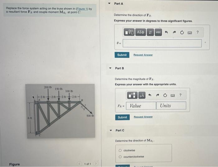 Solved Replace the force system acting on the truss shown in | Chegg.com