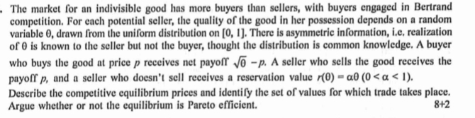 Solved The market for an indivisible good has more buyers | Chegg.com
