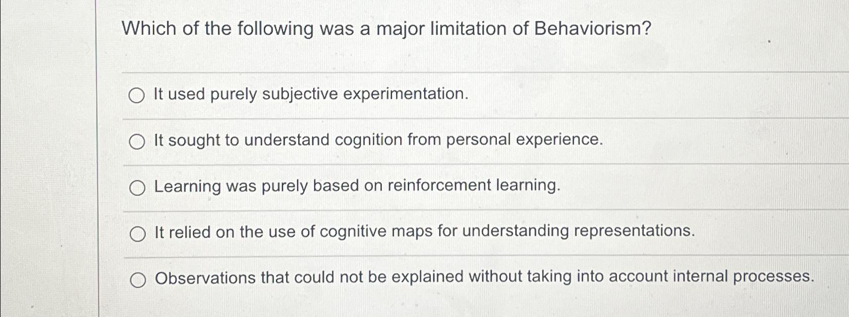 Solved Which of the following was a major limitation of | Chegg.com