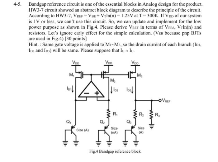 Solved 4-5. Bandgap reference circuit is one of the | Chegg.com