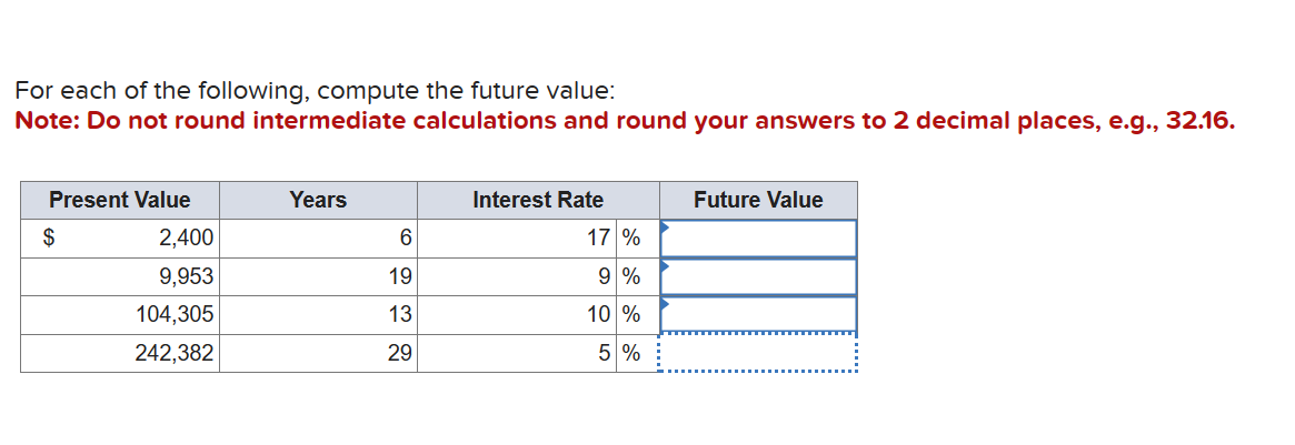 Solved For each of the following, compute the future | Chegg.com