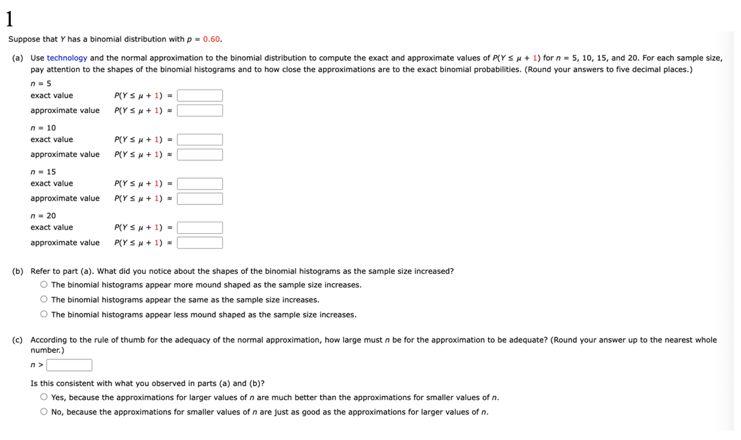 Solved Suppose that Y ﻿has a binomial distribution with | Chegg.com