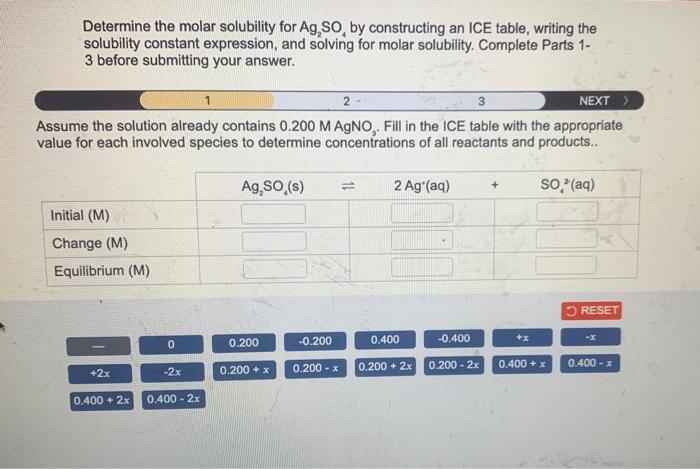Solved Determine the molar solubility for Ag2SO4 by | Chegg.com