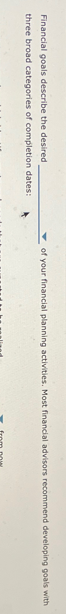 Solved Financial goals describe the desired of your | Chegg.com