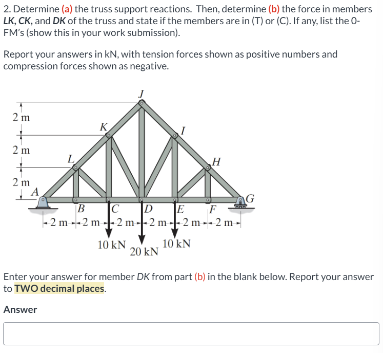 Solved 2. ﻿Determine (a) ﻿the truss support reactions. Then, | Chegg.com