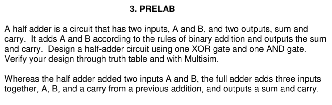Solved A half adder is a circuit that has two inputs, A and | Chegg.com