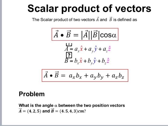 Solved Scalar product of vectors The Scalar product of two | Chegg.com