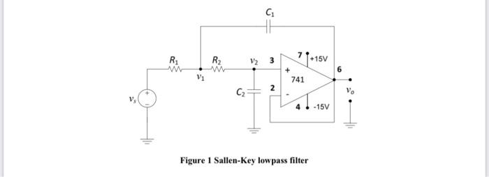 Solved Figure 1 Sallen-Key lowpass filterPRELAB WORK | Chegg.com