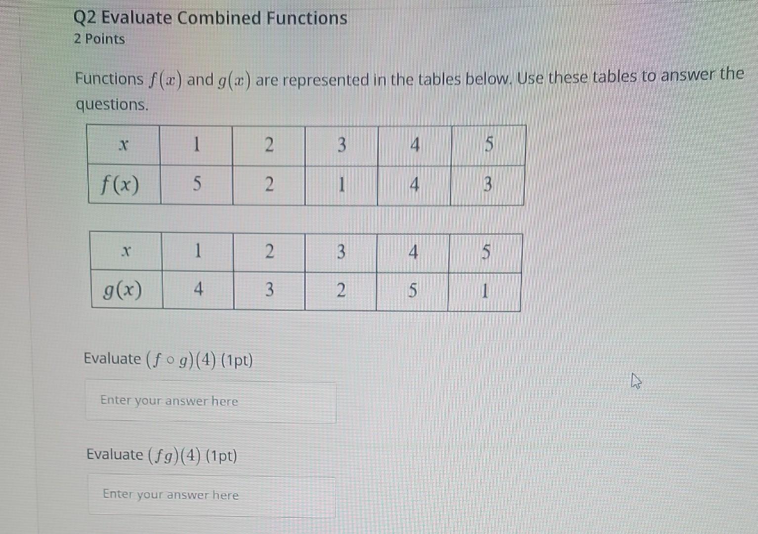Solved Q2 Evaluate Combined Functions 2 Points Functions
