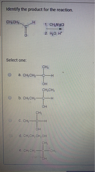 Solved Identify the product for the reaction. CH CHH 1. CH | Chegg.com