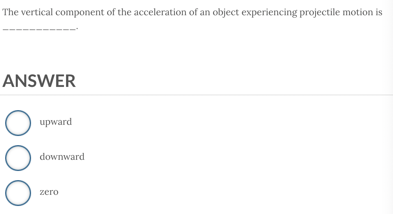 Solved The vertical component of the acceleration of an | Chegg.com