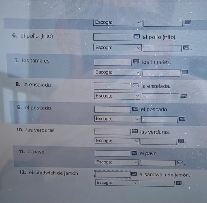 Actividad 5. Las comidas y las bebidas Completa las | Chegg.com