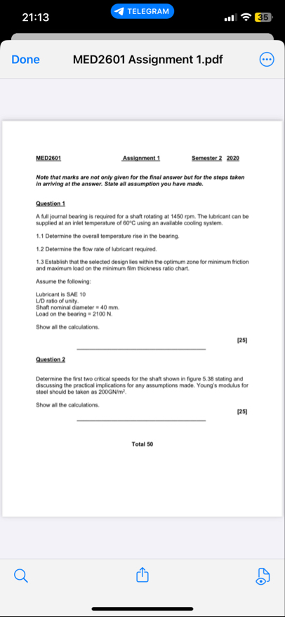 21:13TELEGRAM35DoneMED2601 ﻿Assignment | Chegg.com