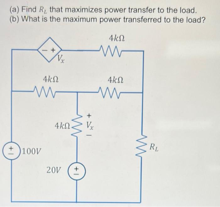 Solved (a) Find RL that maximizes power transfer to the | Chegg.com