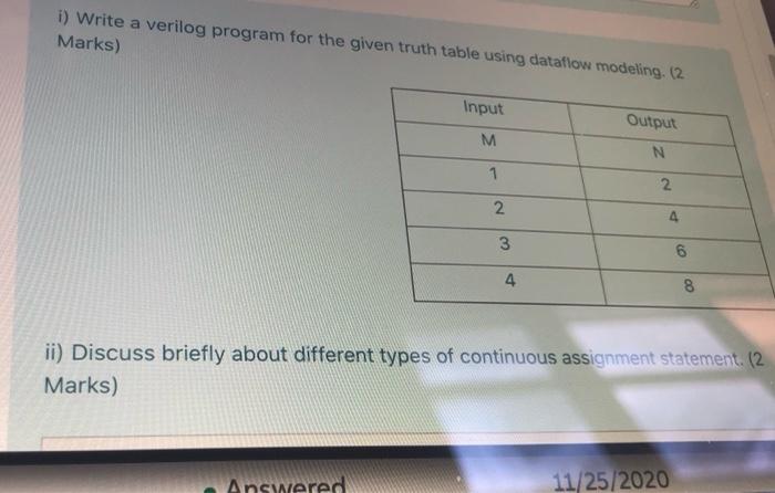 Solved 1) Write a verilog program for the given truth table | Chegg.com