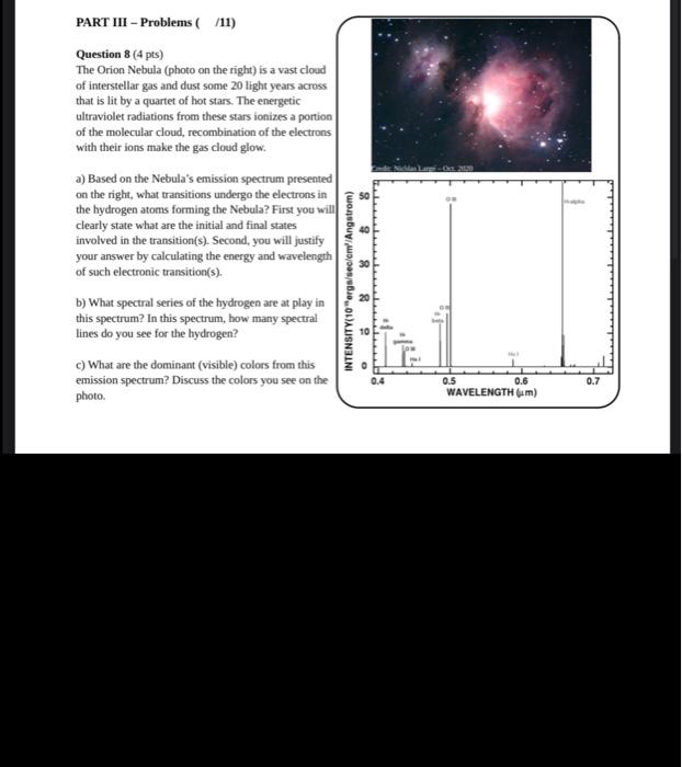 Solved PART III - Problems ( 711) Question 8 (4 pts) The | Chegg.com