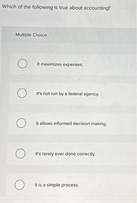 Solved Which of the following is true about accounting? | Chegg.com