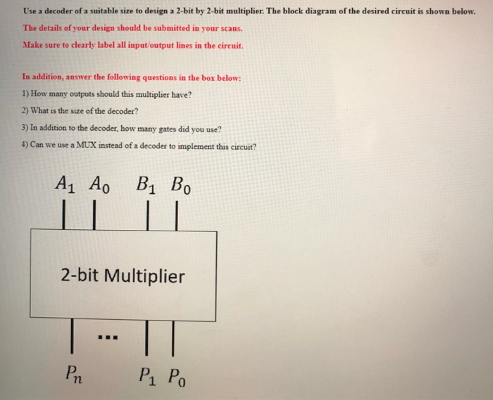 Solved Use A Decoder Of A Suitable Size To Design A 2 Bit By Chegg