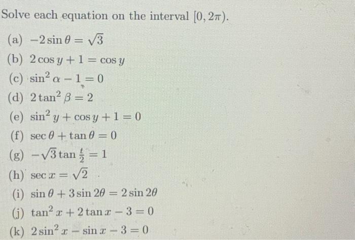 Solved Solve each equation on the interval [0, 27). (a) -2 | Chegg.com